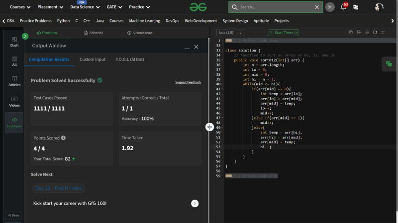#160daysofcode #dnf #sorting #array #geeksforgeeks #coding #learning ... #160daysofcode #dnf #sorting #array #geeksforgeeks #coding #learning ...