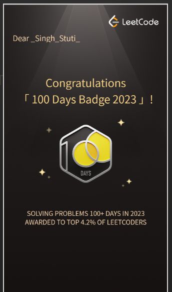Stuti Singh on LinkedIn: #codingjourney #leetcode #100daysofcode Stuti Singh on LinkedIn: #codingjourney #leetcode #100daysofcode
