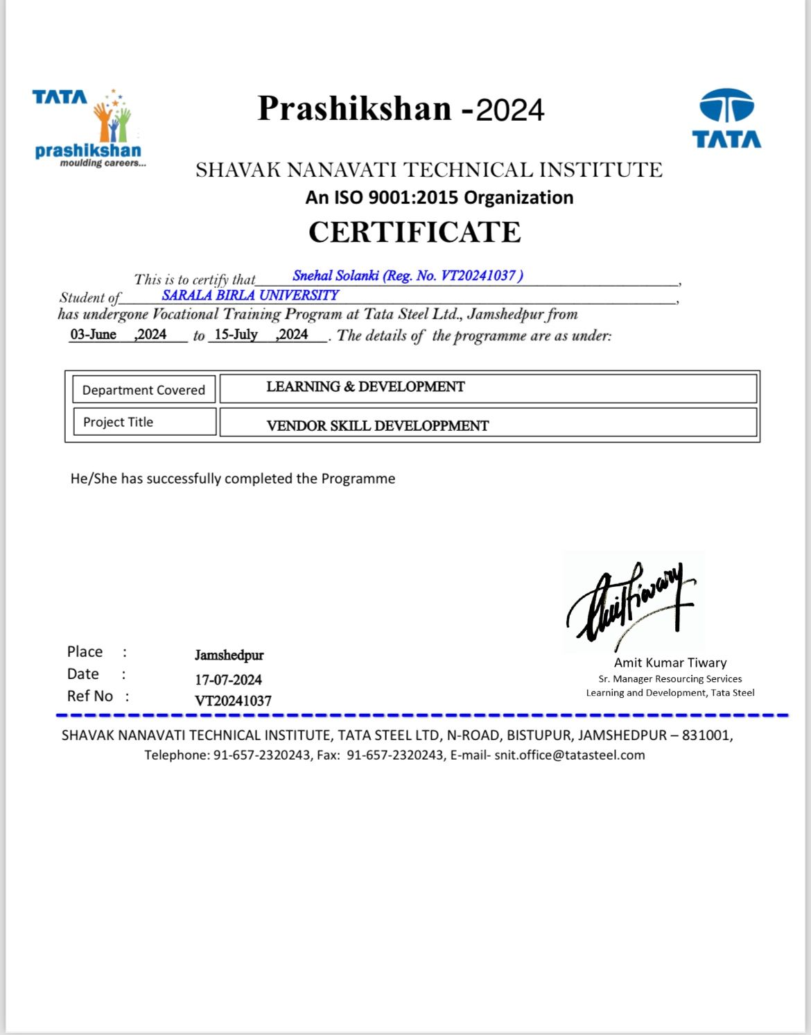 Snehal Solanki on LinkedIn: #tatasteel #vendorskilldevelopment # ... Snehal Solanki on LinkedIn: #tatasteel #vendorskilldevelopment # ...