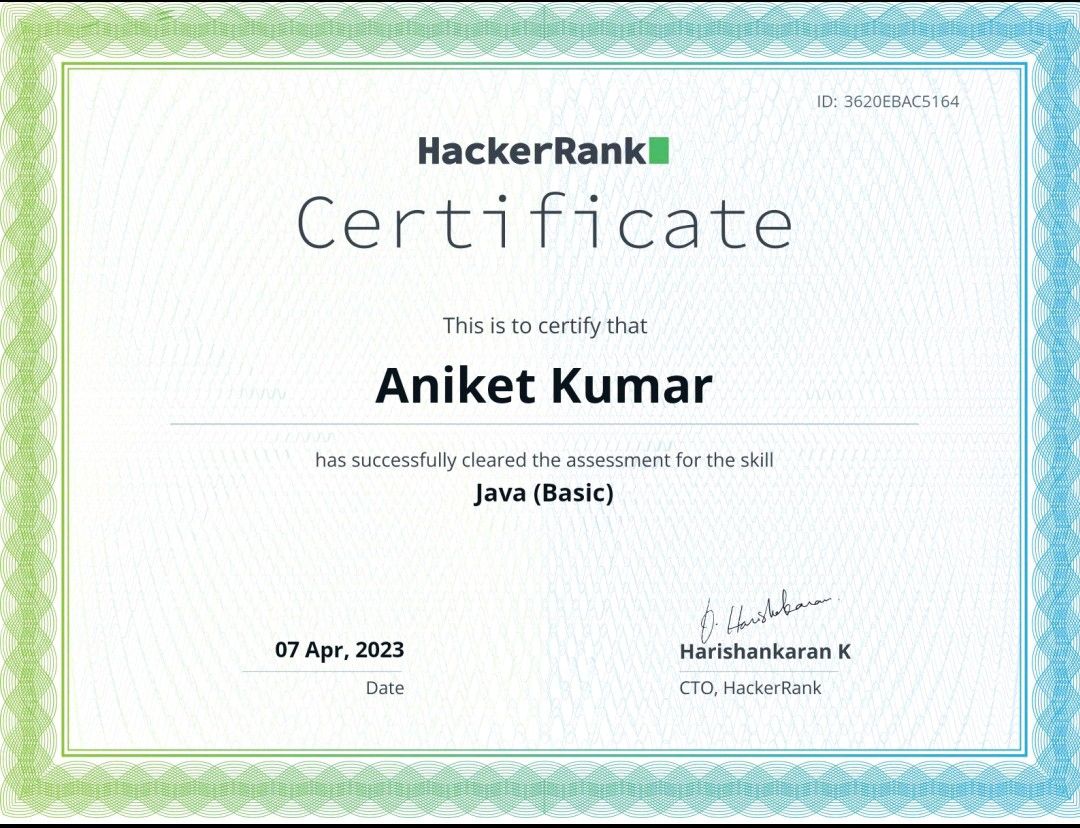 Aniket Kumar on LinkedIn: #hackerrank #java Aniket Kumar on LinkedIn: #hackerrank #java