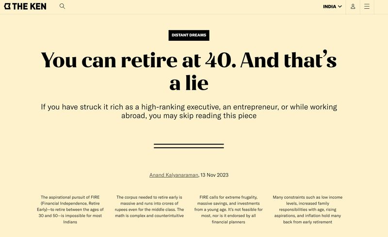 Anand Kalyanaraman on LinkedIn: 'You can retire at 40. And that’s a lie ... Anand Kalyanaraman on LinkedIn: 'You can retire at 40. And that’s a lie ...