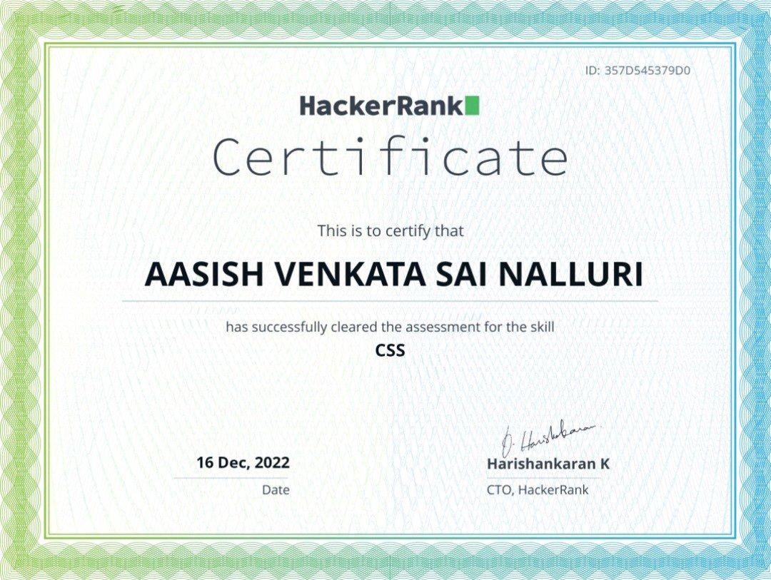 Nalluri Aasish Venkata Sai posted on LinkedIn Nalluri Aasish Venkata Sai posted on LinkedIn