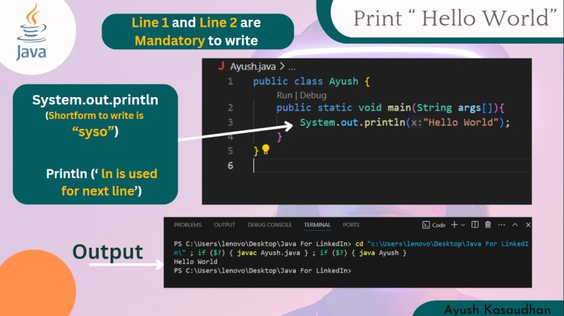 Ayush Kasaudhan on LinkedIn: Java Programming | First Program | Print ... Ayush Kasaudhan on LinkedIn: Java Programming | First Program | Print ...