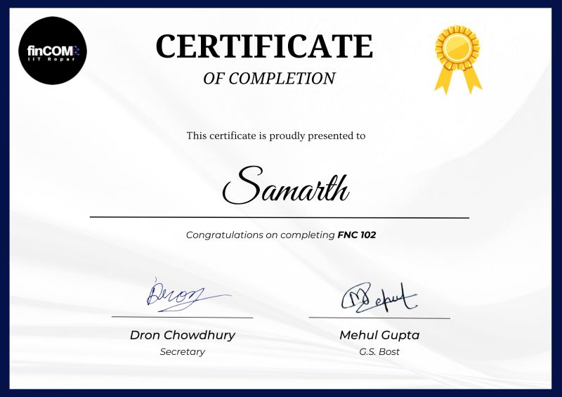 Samarth Chatli on LinkedIn: #iitropar #fincom #financialliteracy Samarth Chatli on LinkedIn: #iitropar #fincom #financialliteracy