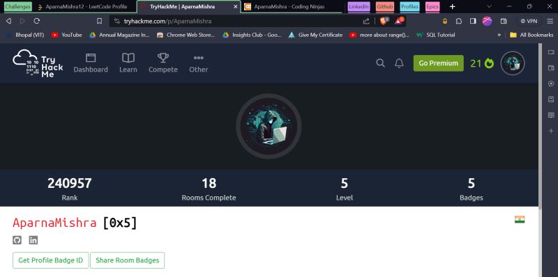 Aparna Mishra on LinkedIn: #21daysofthm #cybersecurityjourney # ... Aparna Mishra on LinkedIn: #21daysofthm #cybersecurityjourney # ...