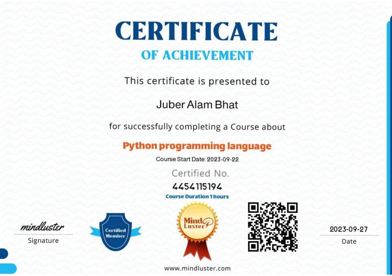 Juber Alam on LinkedIn: python programming language Certificate. Juber Alam on LinkedIn: python programming language Certificate.