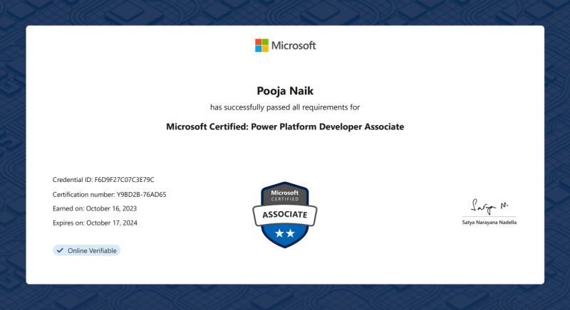 Completed PL-400 Microsoft Power Platform Developer Associate | Pooja ... Completed PL-400 Microsoft Power Platform Developer Associate | Pooja ...