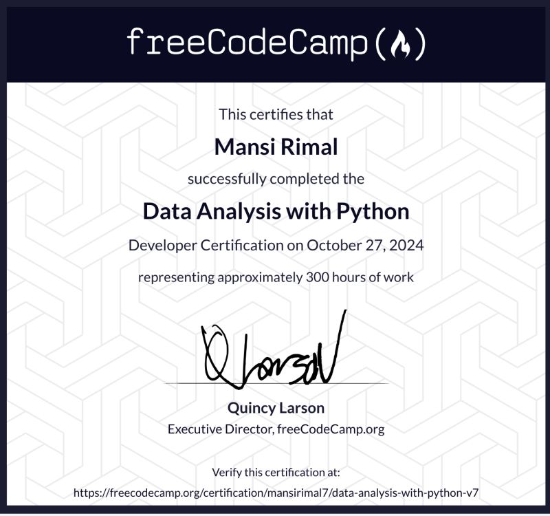 Mansi Rimal on LinkedIn: #dataanalysis #python #freecodecamp # ... Mansi Rimal on LinkedIn: #dataanalysis #python #freecodecamp # ...