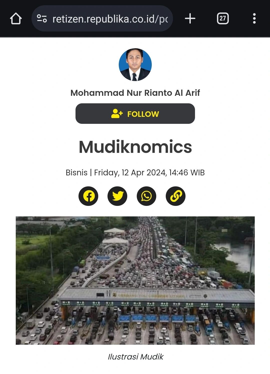 Mohammad Nur Rianto Al Arif on LinkedIn: Mudik pada saat lebaran ... Mohammad Nur Rianto Al Arif on LinkedIn: Mudik pada saat lebaran ...