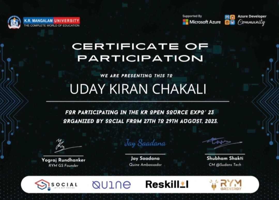 UDAY KIRAN CHAKALI on LinkedIn: #kr2023 #hackathon #innovation # ... UDAY KIRAN CHAKALI on LinkedIn: #kr2023 #hackathon #innovation # ...