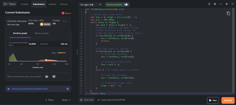 Day36 of #100daysofcodechallenge: Find Minimum in Rotated Sorted Array ... Day36 of #100daysofcodechallenge: Find Minimum in Rotated Sorted Array ...
