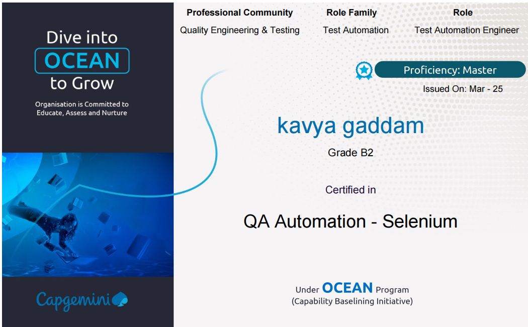 #qaautomation #selenium #learning #professionalgrowth | Kavya Gaddam #qaautomation #selenium #learning #professionalgrowth | Kavya Gaddam