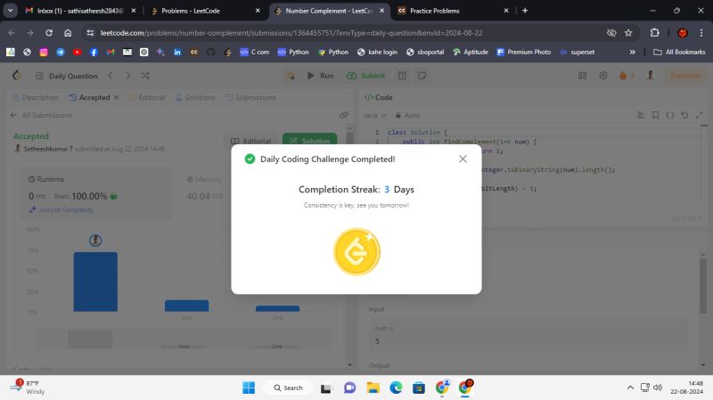 Completed LeetCode Challenge Day 3! | Satheeshkumar T posted on the ... Completed LeetCode Challenge Day 3! | Satheeshkumar T posted on the ...