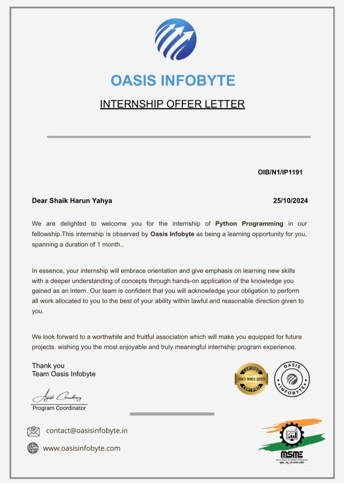 Shaik Harun on LinkedIn: #oasisinfobyte #pythonprogramming # ... Shaik Harun on LinkedIn: #oasisinfobyte #pythonprogramming # ...