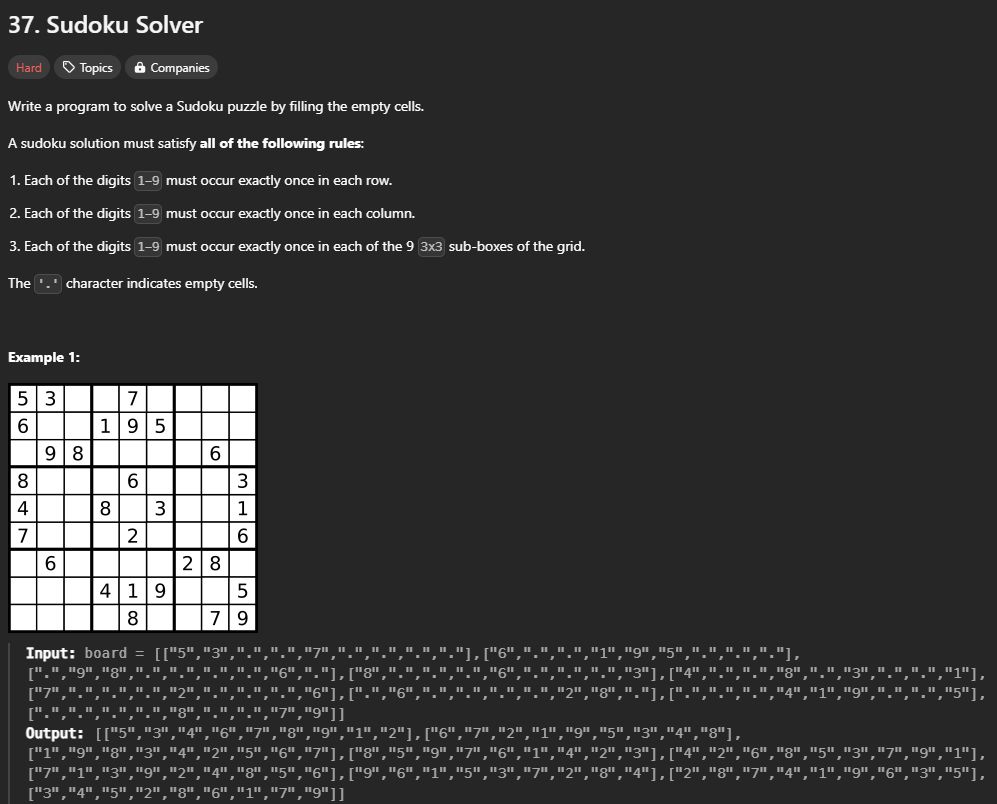 Nitin Verma on LinkedIn: #leetcode #sudokusolver #backtracking #java # ... Nitin Verma on LinkedIn: #leetcode #sudokusolver #backtracking #java # ...