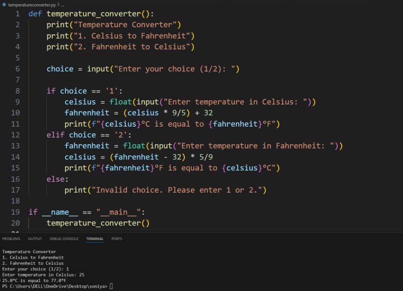 Soniya Chauhan on LinkedIn: DAY 2🍂 coding temperature converter in ... Soniya Chauhan on LinkedIn: DAY 2🍂 coding temperature converter in ...