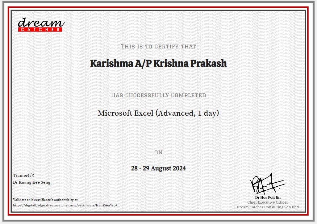 Karishma Prakash on LinkedIn: Completed Day 1 of Microsoft Excel ... Karishma Prakash on LinkedIn: Completed Day 1 of Microsoft Excel ...