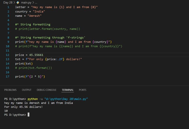 Amresh Sahu on LinkedIn: #python #fstrings #codewithharry #learning Amresh Sahu on LinkedIn: #python #fstrings #codewithharry #learning