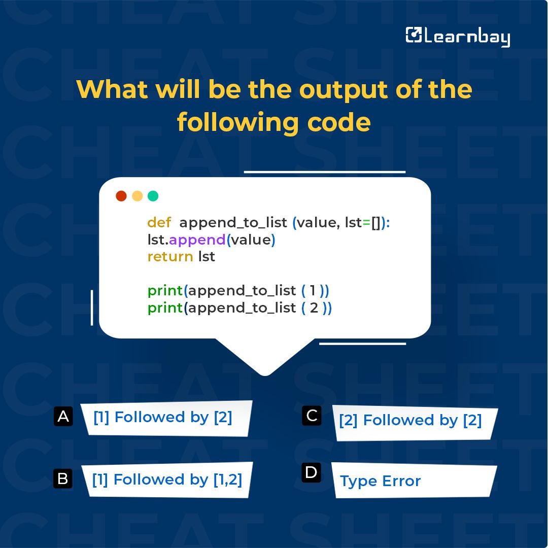 Shanti A on LinkedIn: #code #programming #learnbay #quiz #datascience Shanti A on LinkedIn: #code #programming #learnbay #quiz #datascience