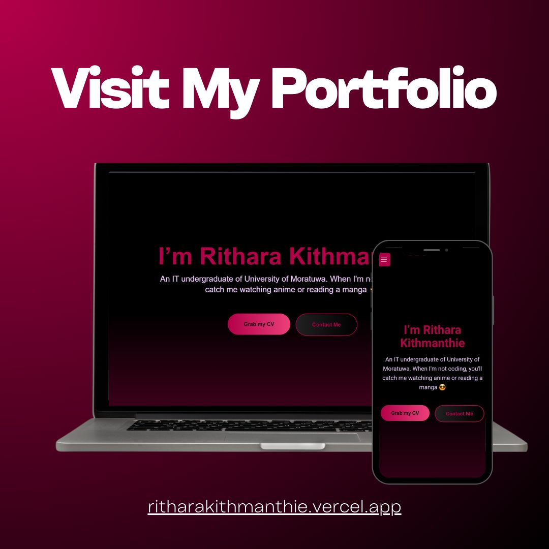 Rithara Kithmanthie on LinkedIn: #portfoliolaunch #reactjs #nodejs # ... Rithara Kithmanthie on LinkedIn: #portfoliolaunch #reactjs #nodejs # ...