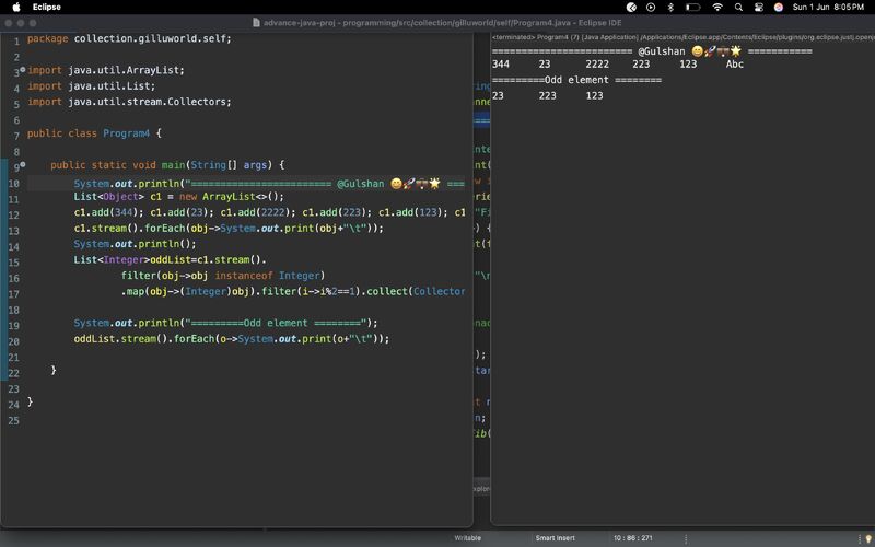 print all the odd Integer elements by using stream Api | Gulshan Singh print all the odd Integer elements by using stream Api | Gulshan Singh