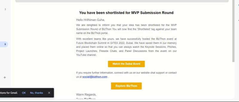 Glad to announce that my Idea has been shortlisted for BizThon ... Glad to announce that my Idea has been shortlisted for BizThon ...