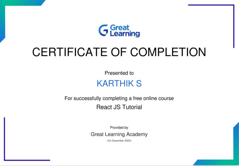 Karthik S on LinkedIn: #greatlearning #reactjs Karthik S on LinkedIn: #greatlearning #reactjs
