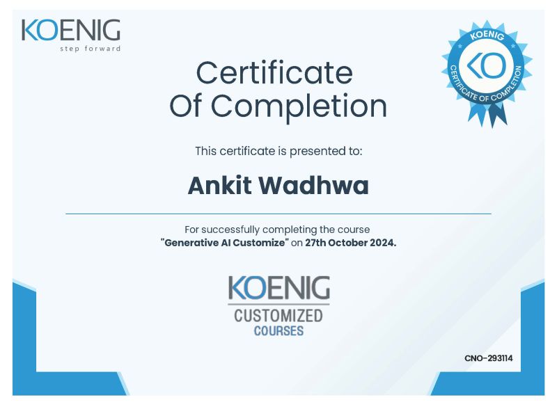 Ankit Wadhwa on LinkedIn: Completed the Certificate course on ... Ankit Wadhwa on LinkedIn: Completed the Certificate course on ...