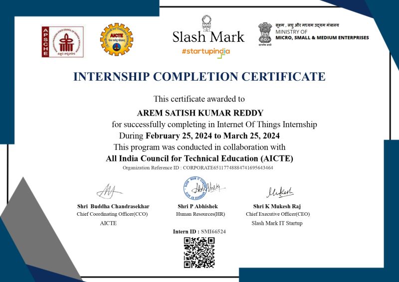 Satish Kumar Reddy Arem on LinkedIn: #iot #internship #technology # ... Satish Kumar Reddy Arem on LinkedIn: #iot #internship #technology # ...
