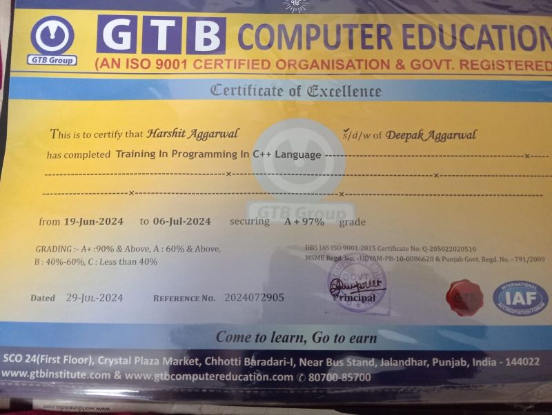 Harshit Aggarwal on LinkedIn: #certification #cplusplus #programming # ... Harshit Aggarwal on LinkedIn: #certification #cplusplus #programming # ...