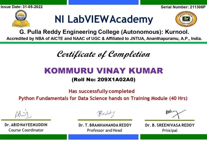 Vinay Kommuru on LinkedIn: I am glad to share my certificate on Python ... Vinay Kommuru on LinkedIn: I am glad to share my certificate on Python ...