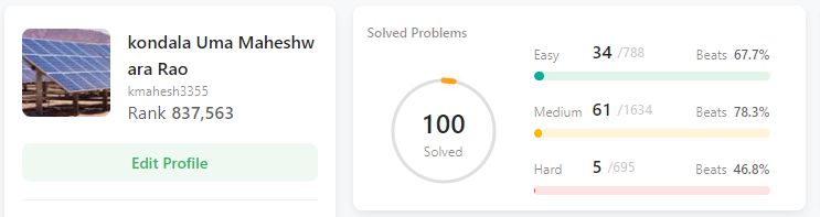 K Uma Maheswara Rao on LinkedIn: Completed 100 LeetCode questions ... K Uma Maheswara Rao on LinkedIn: Completed 100 LeetCode questions ...