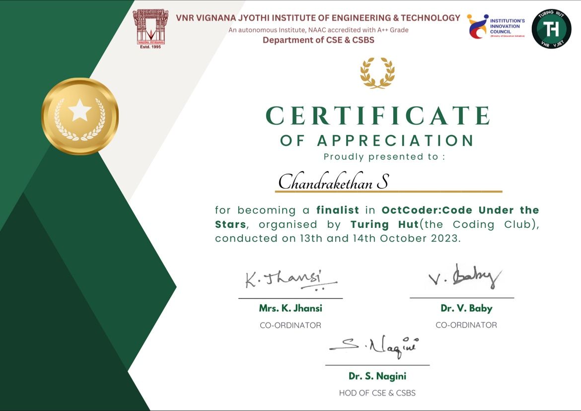 Chandrakethan Sivarathri on LinkedIn: #octcoder #codingfinalist # ... Chandrakethan Sivarathri on LinkedIn: #octcoder #codingfinalist # ...