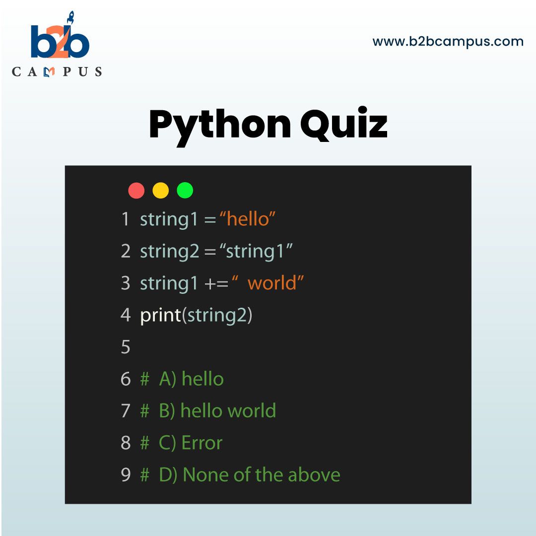 B2B Campus on LinkedIn: #pythonquiz #codingchallenge #testyourskills # ... B2B Campus on LinkedIn: #pythonquiz #codingchallenge #testyourskills # ...