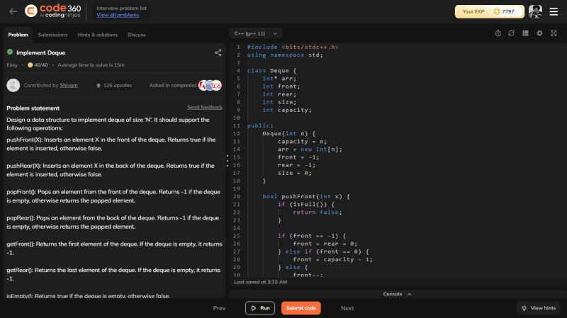 Rohit Chauhan on LinkedIn: #dsa #deque #problemsolving #codingjourney Rohit Chauhan on LinkedIn: #dsa #deque #problemsolving #codingjourney