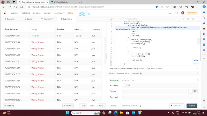 Solved second part of same problem, Find Minimum in rotated sorted ... Solved second part of same problem, Find Minimum in rotated sorted ...