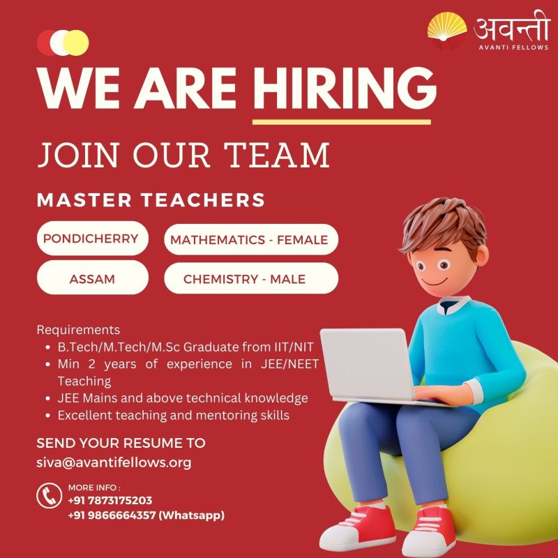 Shiva Dasari on LinkedIn: Join Our Amazing Team! Avanti Fellows NGO is ... Shiva Dasari on LinkedIn: Join Our Amazing Team! Avanti Fellows NGO is ...