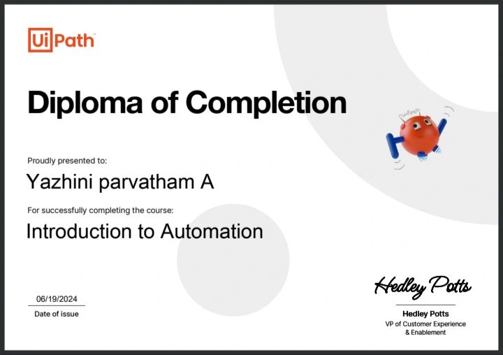 Yazhini parvatham A on LinkedIn: #uipath #automation #learningjourney # ... Yazhini parvatham A on LinkedIn: #uipath #automation #learningjourney # ...