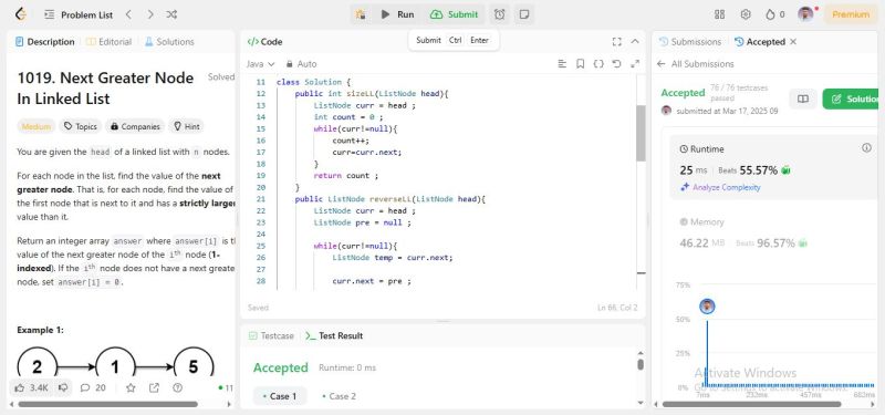 #100daysofcode #day73 #leetcode #linkedlist #nextgreaterelement #dsa ... #100daysofcode #day73 #leetcode #linkedlist #nextgreaterelement #dsa ...