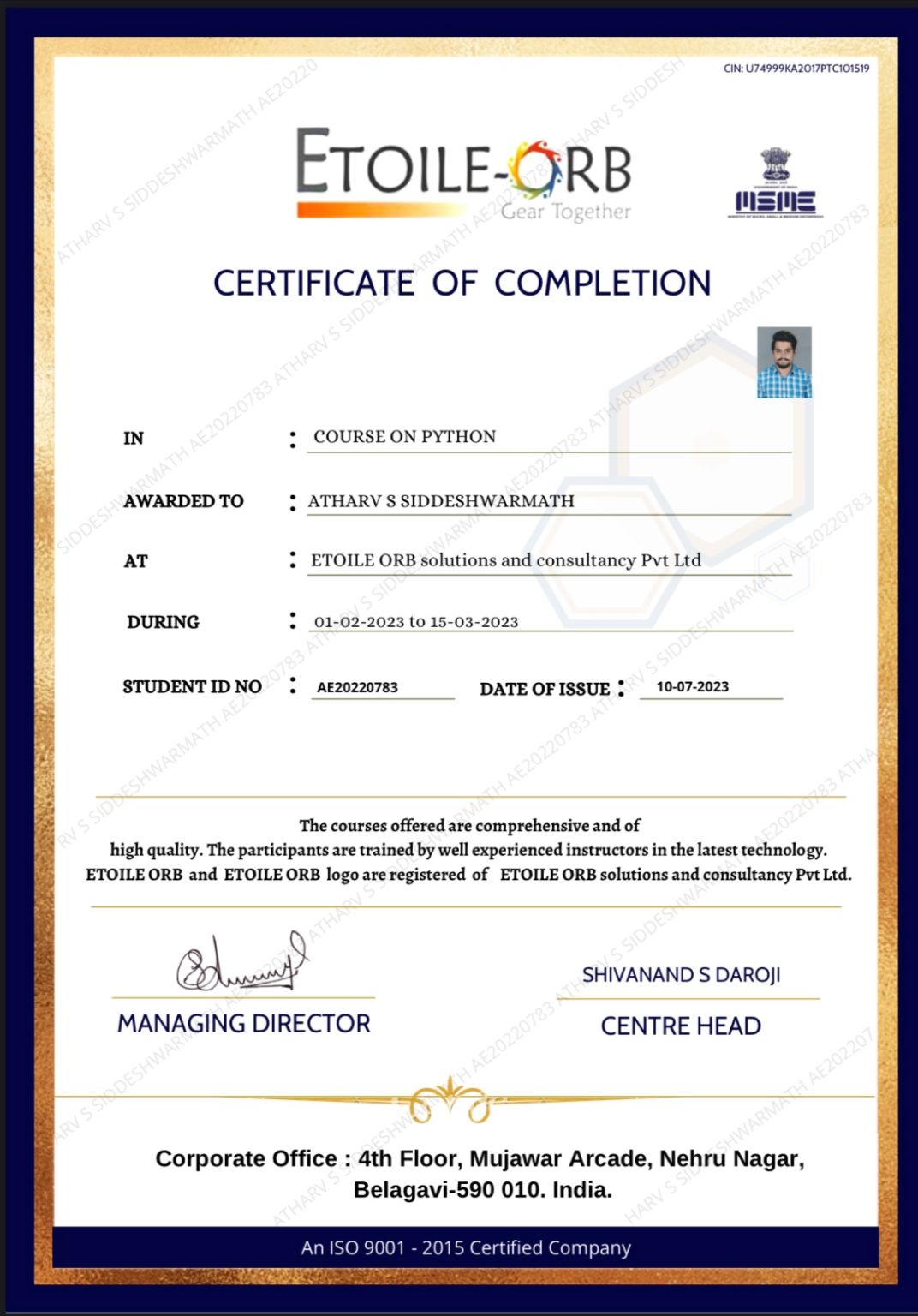 Atharv Siddeshwarmath on LinkedIn: Certification course on python...., Atharv Siddeshwarmath on LinkedIn: Certification course on python....,