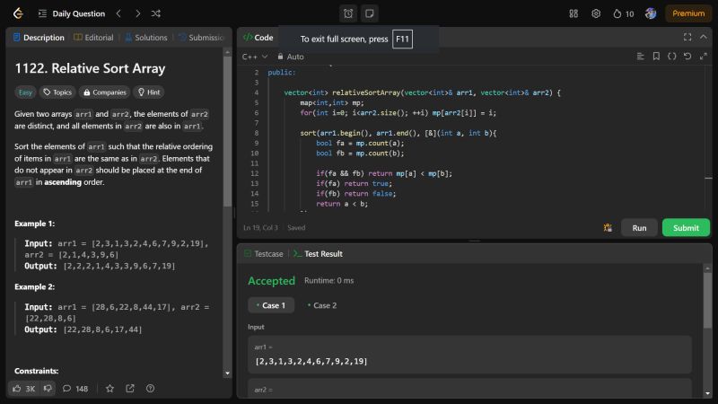 Day68: Solving the Relative Sort Array Problem | Krunal Bende posted on ... Day68: Solving the Relative Sort Array Problem | Krunal Bende posted on ...