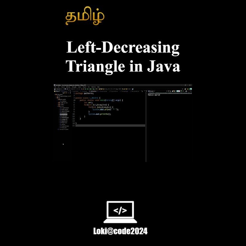 How to solve the left-decreasing Triangle pattern in java | Lokesh ... How to solve the left-decreasing Triangle pattern in java | Lokesh ...