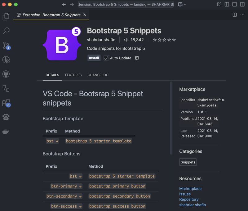 Shahriar Shafin on LinkedIn: My 'Bootstrap 5 Snippets' VS Code ... Shahriar Shafin on LinkedIn: My 'Bootstrap 5 Snippets' VS Code ...