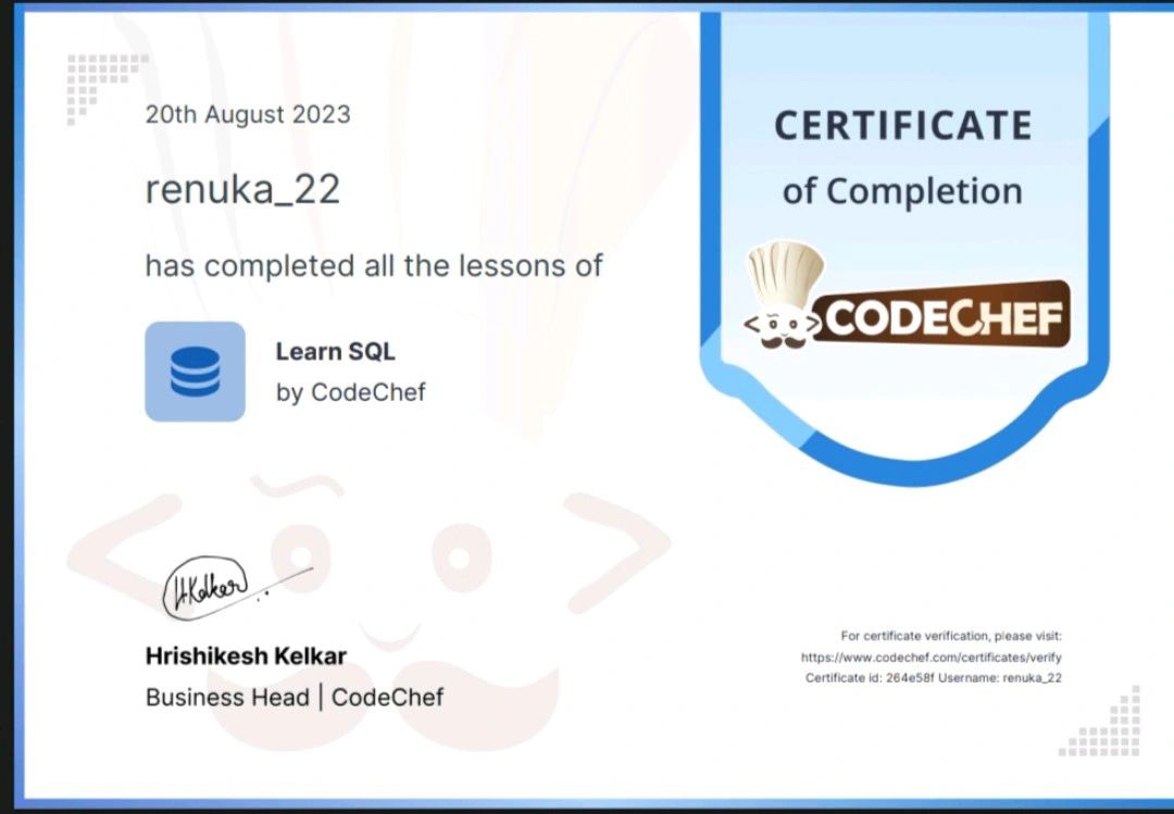 Renuka Tammana on LinkedIn: #codechef #sql Renuka Tammana on LinkedIn: #codechef #sql
