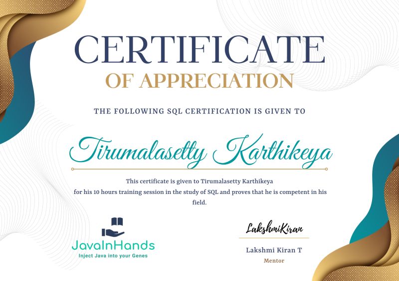 Karthikeya Tirumalasettti on LinkedIn: #sql #certification # ... Karthikeya Tirumalasettti on LinkedIn: #sql #certification # ...