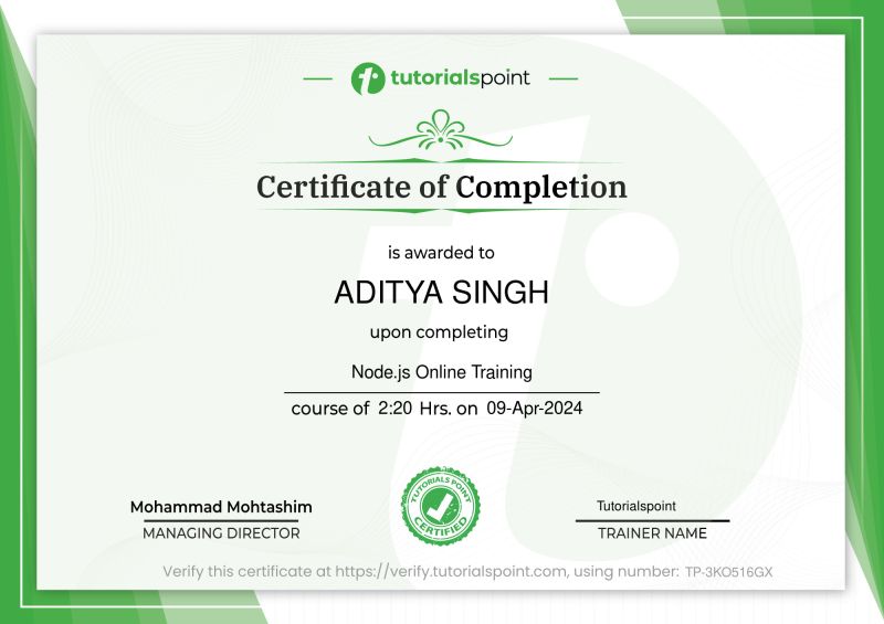 aditya singh on LinkedIn: #nodejs #certification aditya singh on LinkedIn: #nodejs #certification