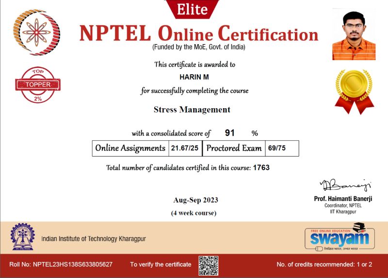 Harin M. on LinkedIn: #stressmanagement #nptel #swayam Harin M. on LinkedIn: #stressmanagement #nptel #swayam