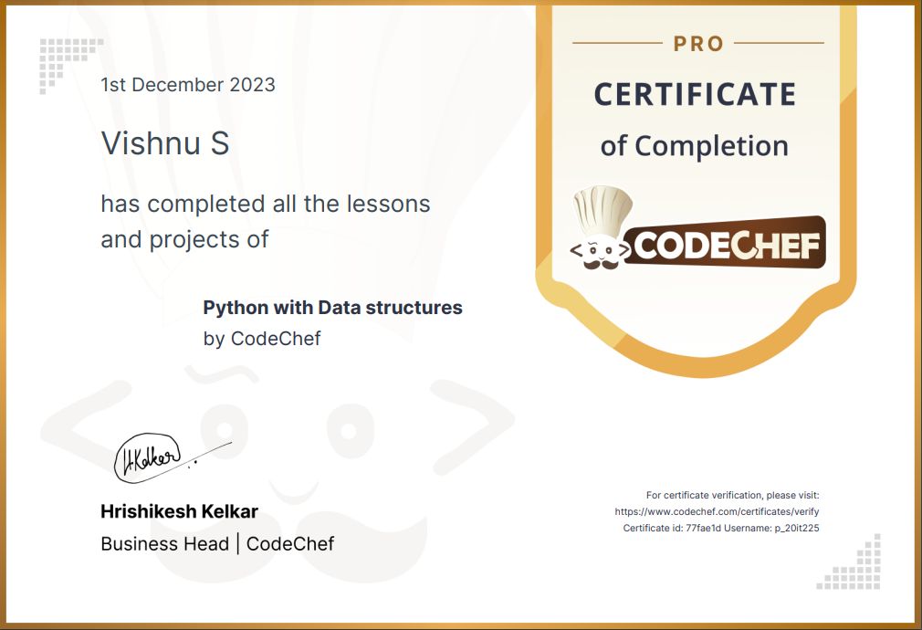 Vishnu Suresh on LinkedIn: #codechef #python #pythonprogramming # ... Vishnu Suresh on LinkedIn: #codechef #python #pythonprogramming # ...