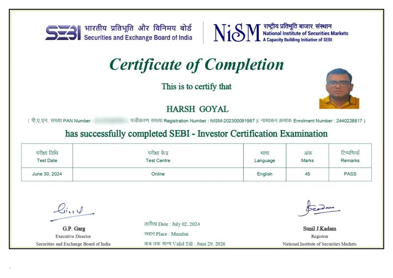 Harsh Goyal on LinkedIn: #sebi #nism #investorcertification # ... Harsh Goyal on LinkedIn: #sebi #nism #investorcertification # ...