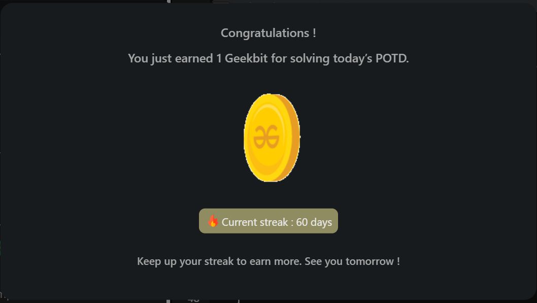 Day 60 of #100DaysOfCode: Nailing GeeksforGeeks Problem | Ganesh Shete ... Day 60 of #100DaysOfCode: Nailing GeeksforGeeks Problem | Ganesh Shete ...